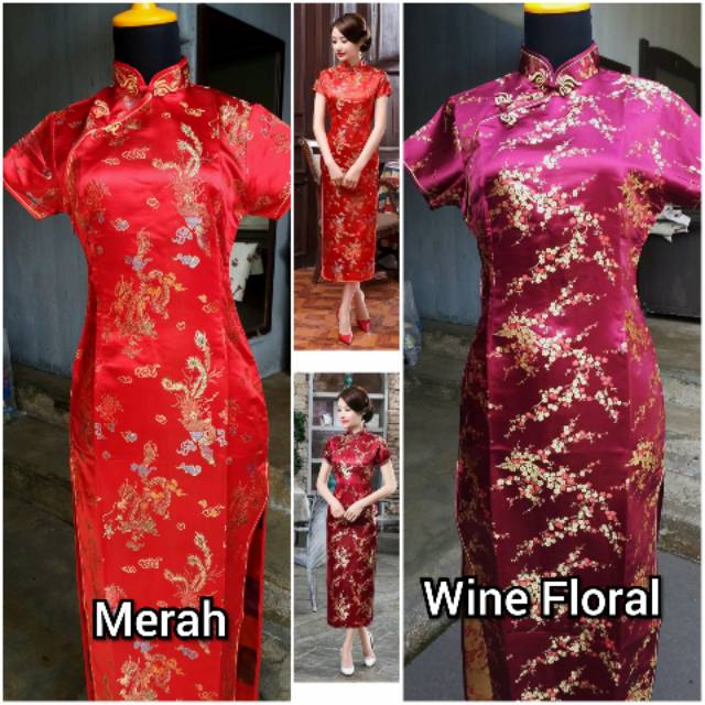 Jual Cheongsam Jumbo 3XL-6XL Qipao Jumbo Baju Sangjit Dress Baju Imlek ...