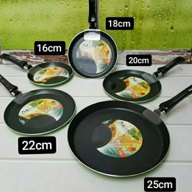 Jual Wajan Datar Crepes Pan Teflon Makcook 16 18 20 22 25 cm | Shopee ...