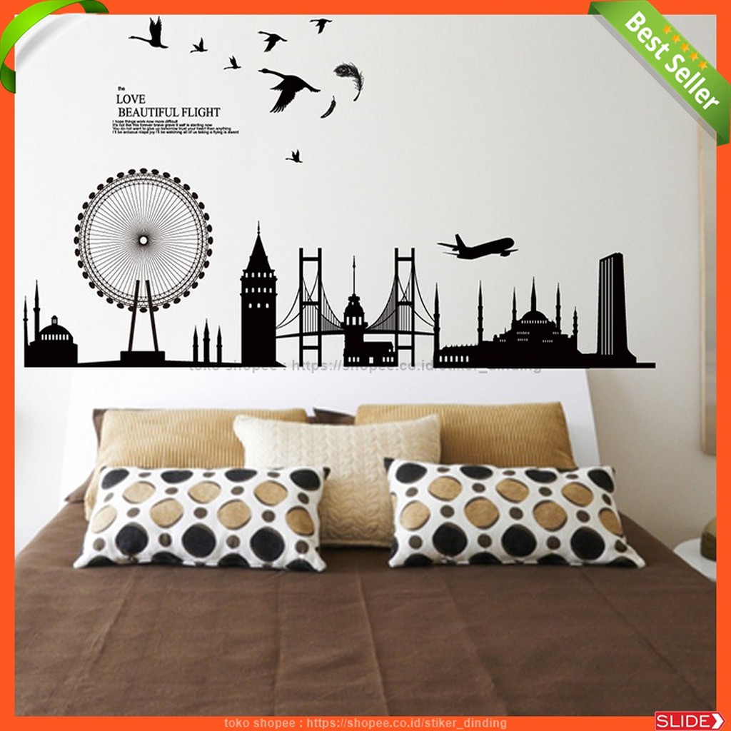 Jual STIKER DINDING WALLSTICKER WALL STICKER GEDUNG HITAM KOTA SD282 ...