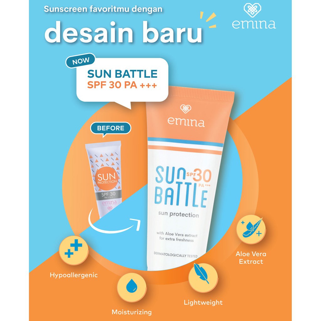 Jual Emina Sun Battle / Sunscreen SPF 30 PA +++ ( kemasan baru ...
