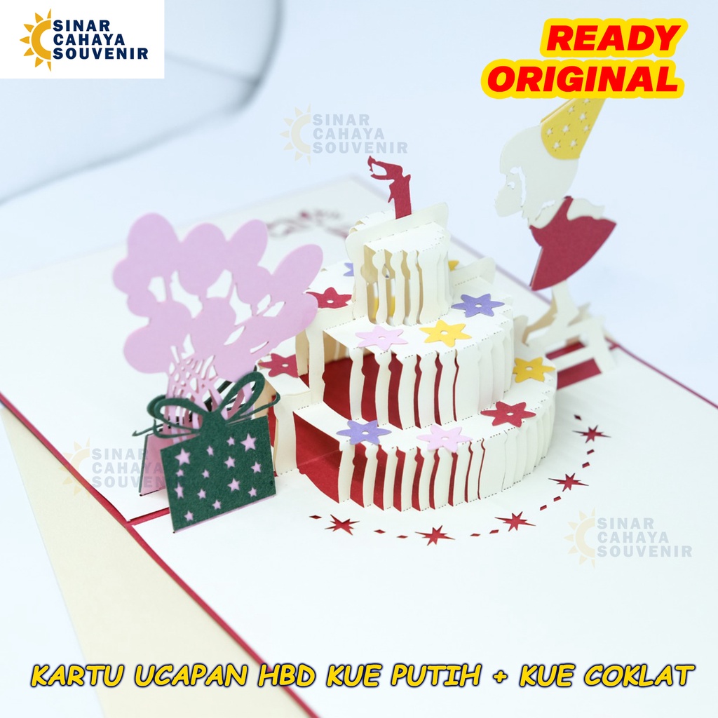 Jual Kartu Ucapan Ulang Tahun 3D Kue | Kartu Ucapan Happy Birthday 3D ...