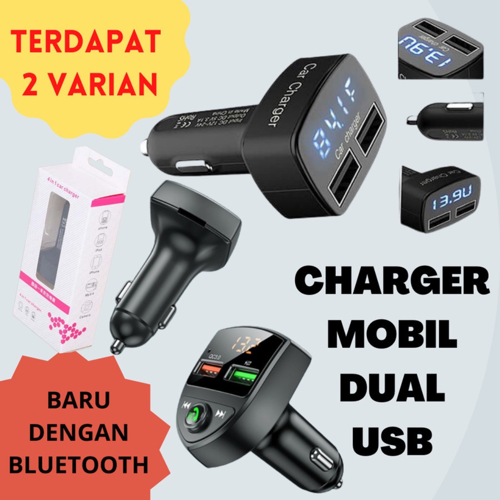 Jual Charger Mobil 4 In 1 Dual USB dengan LED Display DC 5V 3.1A Universal Adapter Voltmeter ...