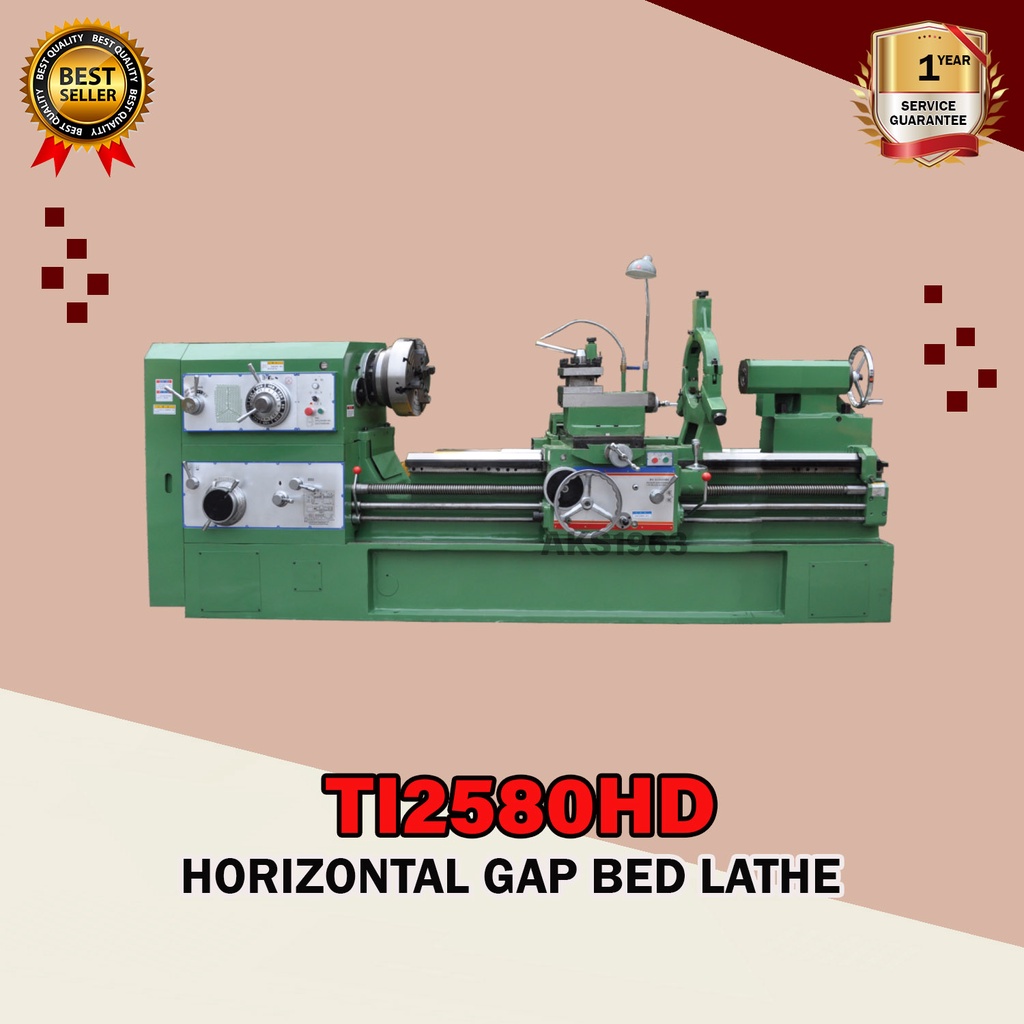 Jual Mesin Bubut Besi Logam 63x200cm Horizontal Gap Bed Lathe TI2580HD ...