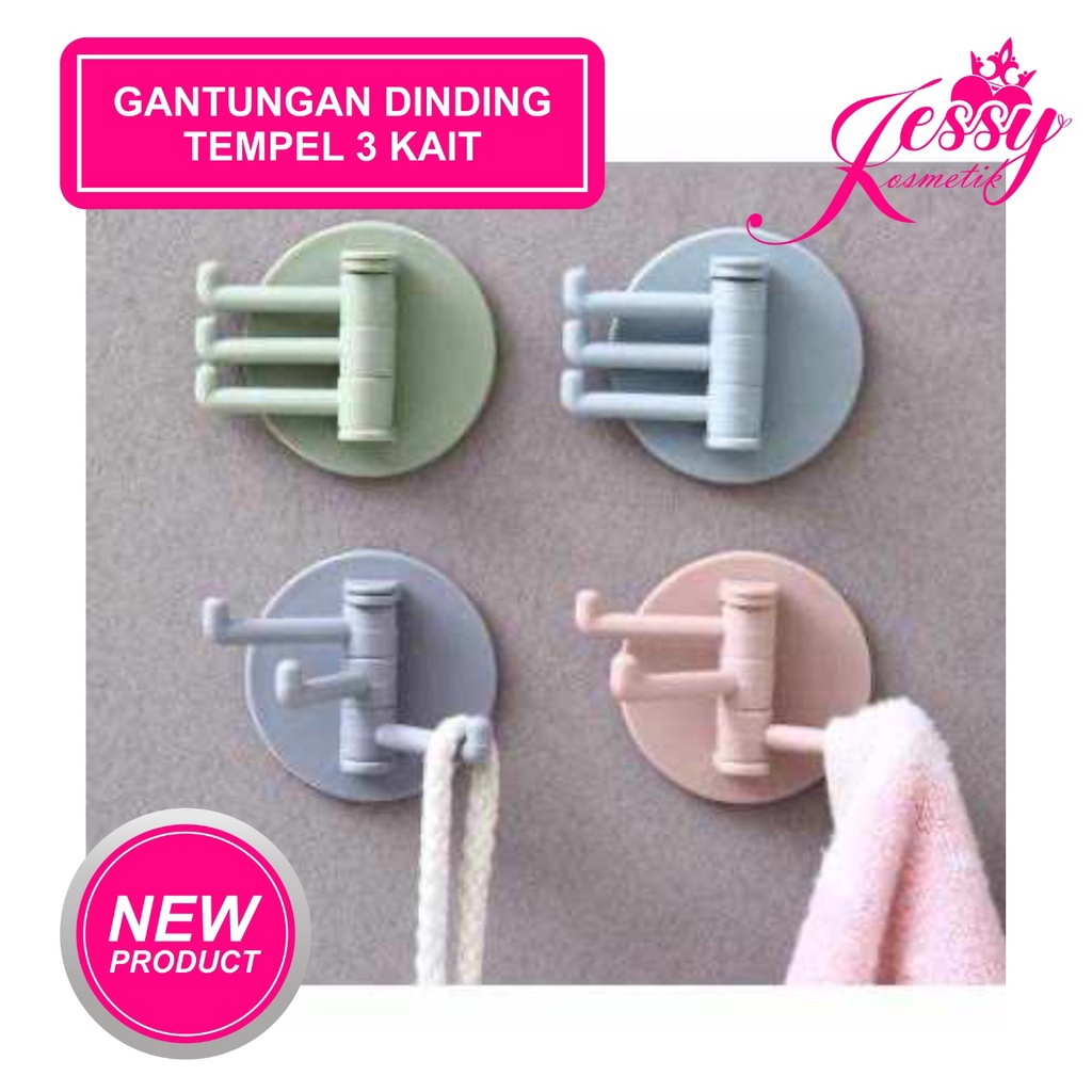 Jual GANTUNGAN TEMPEL HOOK 3 KAIT / TEMPELAN DINDING KAIT TEMBOK PINTU ...
