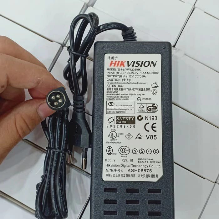 Jual Adaptor 12v 5A HIKVISION YW1205 Adapter DVR & NVR 4 PIN Bagus ...