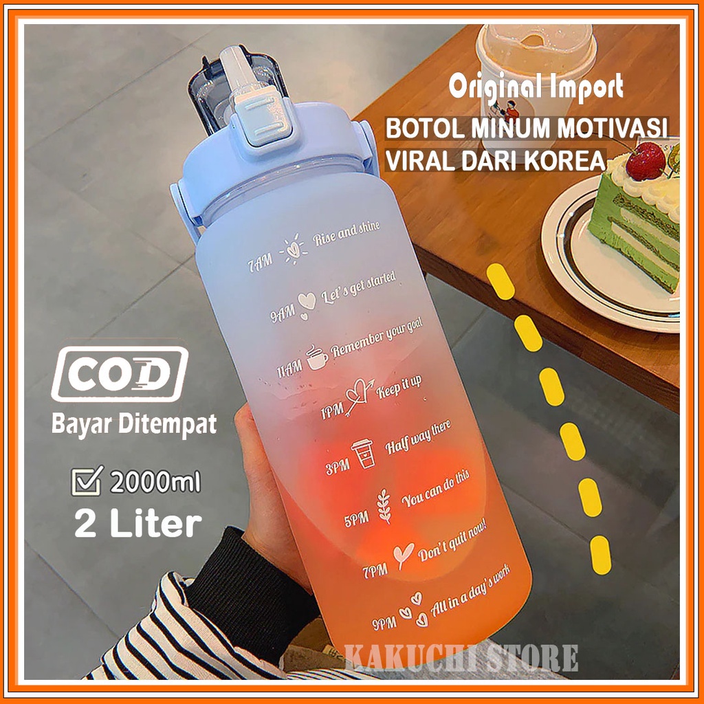 Jual Botol Minum Tumbler Motivasi Viral Jumbo 2 Liter Botol Korea ...