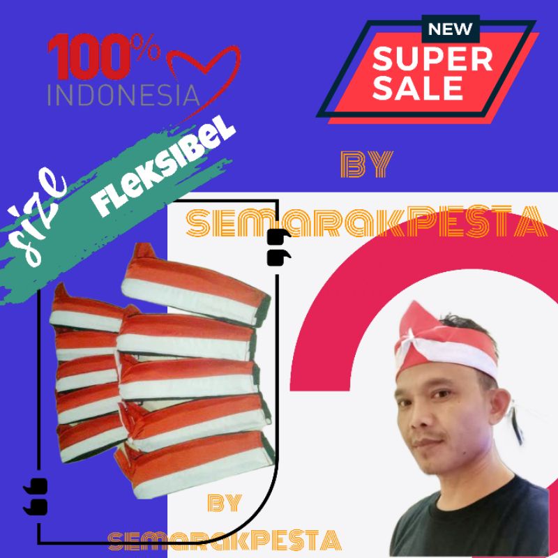 Jual ikat kepala merah putih khas nusantara ikat kepala merah putih ...
