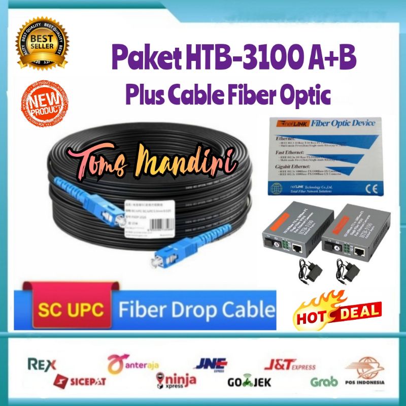 Jual Paket Cable Fiber Optic 100 Meter Media Converter Htb 3100 A Dan