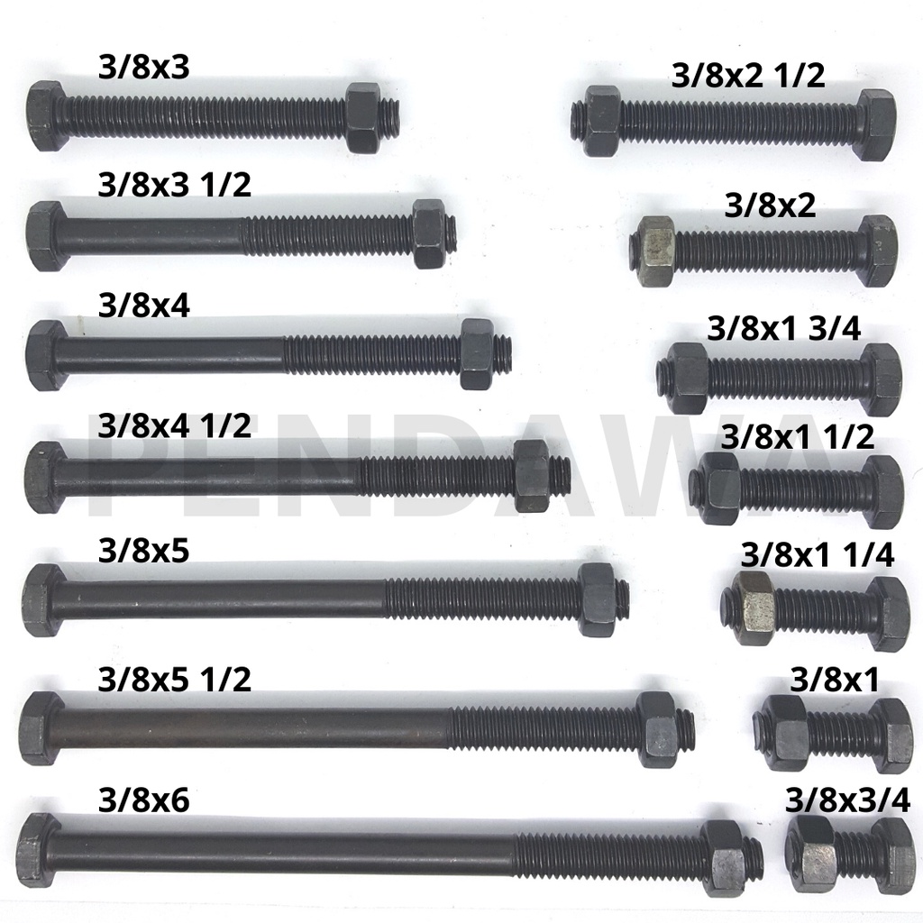 Jual Baut Mur NC 3/8 x 3/4 Hitam / BN NC Hitam 1 pc Merk TMS | Shopee Indonesia