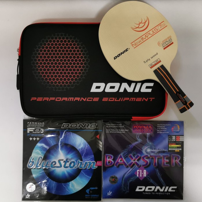 Jual Paket Bat Pingpong Donic New Impuls 7.0 plus karet bintik serang Set | Shopee Indonesia