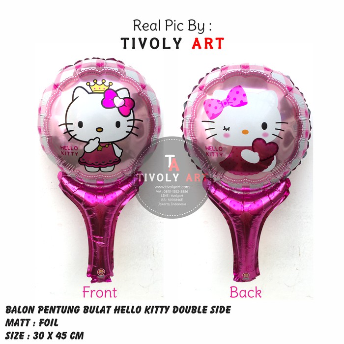 Jual Balon Pentung Bulat HELLO KITTY DOUBLE SIDE / Balon Tongkat ...