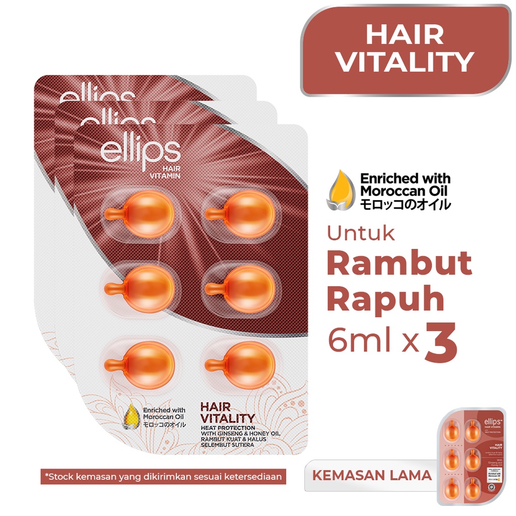 Jual Ellips Hair Vitamin Moroccan Oil Hair Vitality Blister Triple Pack ...