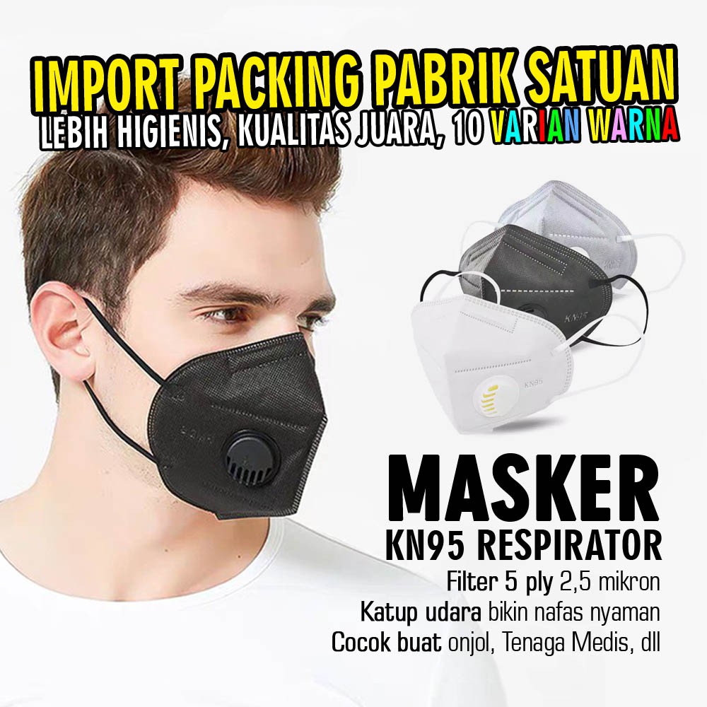 Masker kn95 n95 medis warna respirator original 5ply lapis layer hitam ...