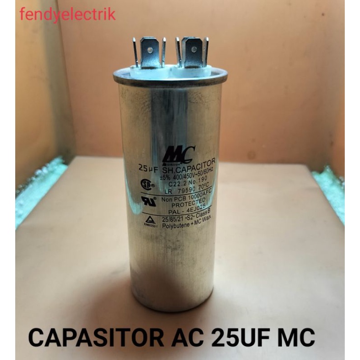 Jual KAPASITOR/CAPASITOR AC 25UF KAKI 2(MERK MC) | Shopee Indonesia
