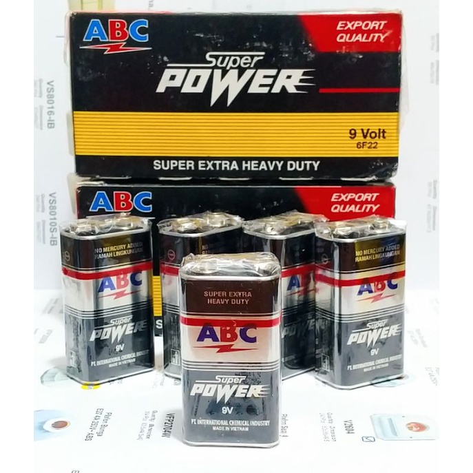 Jual Baterai Petak / Baterai Kotak ABC Super POWER / Baterai 9V-6F22 ...