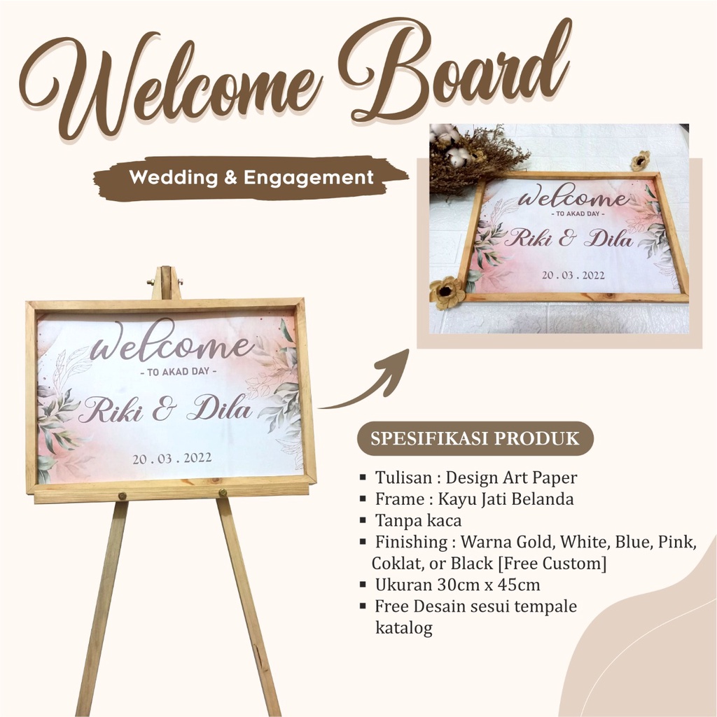 Jual Welcome Sign Papan Nama Wedding Enggament Akrilik Acrylic Lamaran ...