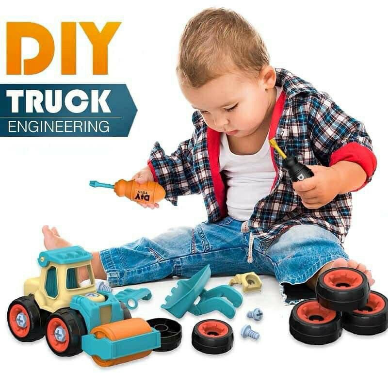 Jual Mainan Anak DIY Mobil Truk Kereta Rakit Konstruksi Bongkar Pasang ...