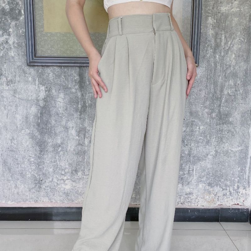 Jual Celana Kulot Crinkle Airflow Wanita High Waist Crinkle Cullote ...