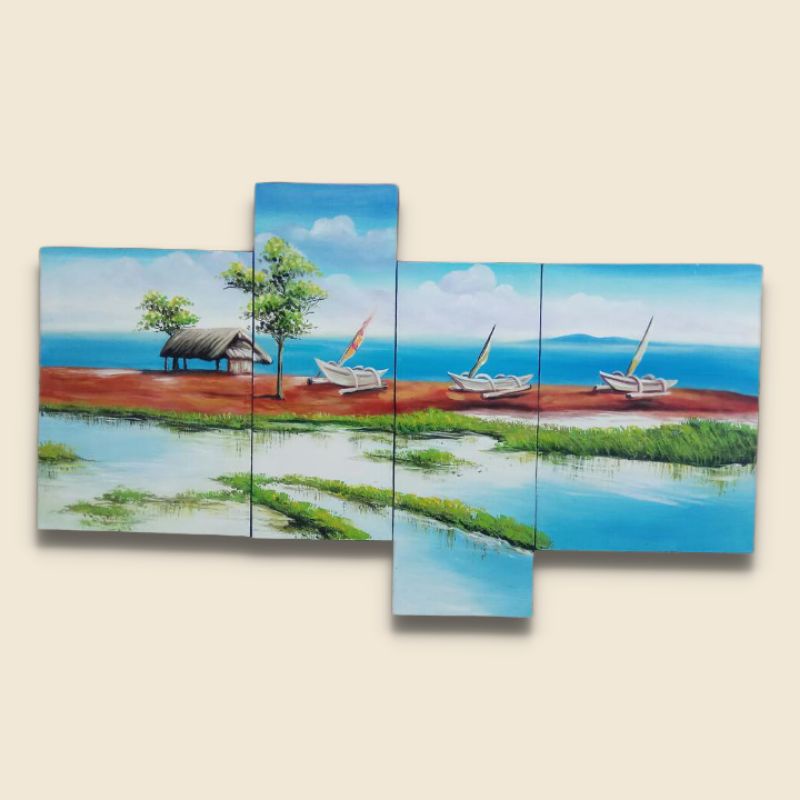 Jual Lukisan panel minimalis pemandangan pesisir Indonesia|Shopee Indonesia