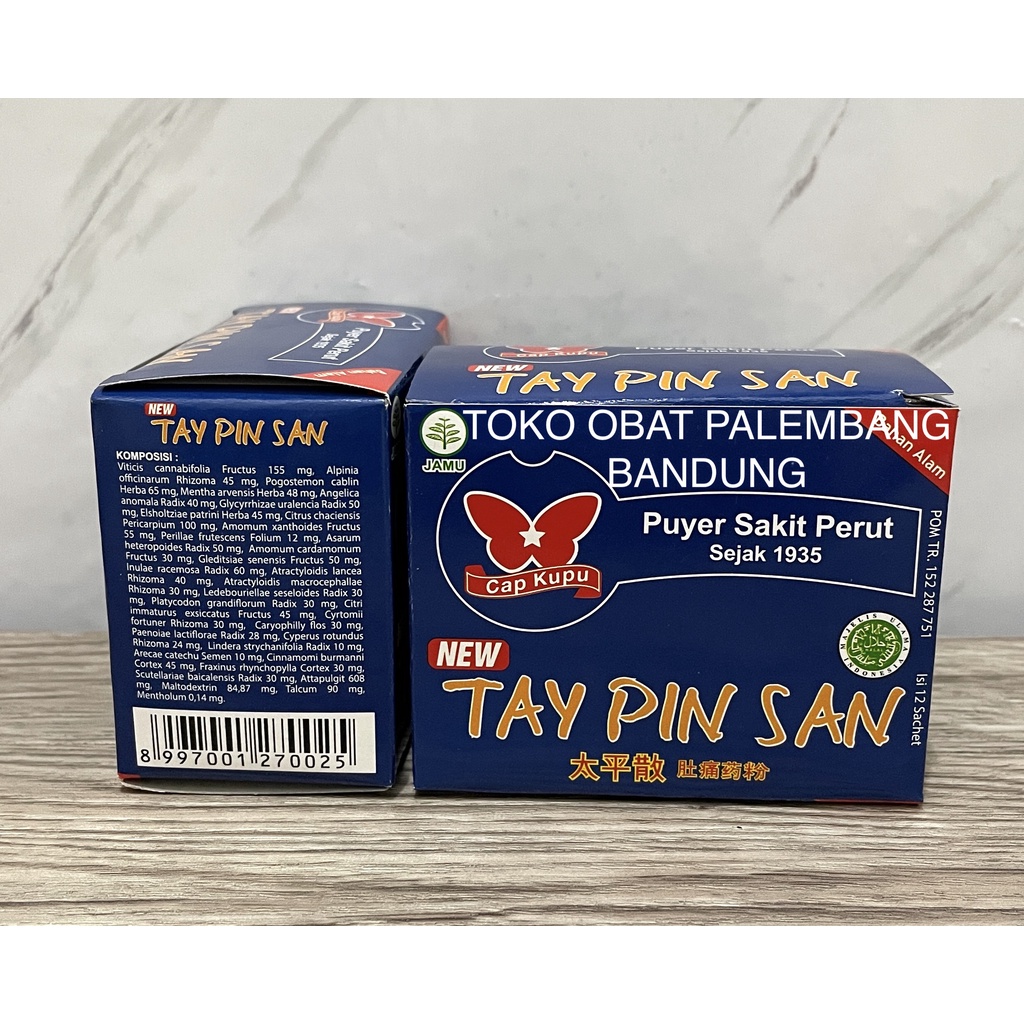 Jual TAY PIN SAN PUYER SAKIT PERUT CAP KUPU 12 sachet puder puder ...