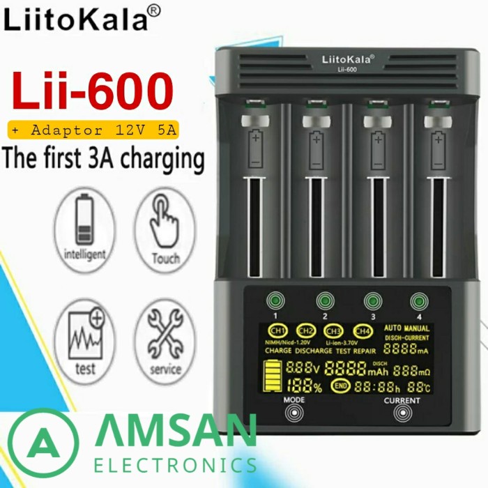Jual Liitokala Lii-600 Litokala Lii-600 Smart Charger Baterai Li-Ion 3 ...