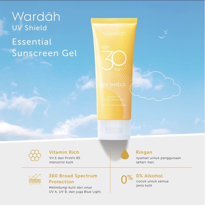 Jual Wardah UV Shield Essential Sunscreen Gel SPF 30 PA+++ 40ml | Shopee Indonesia