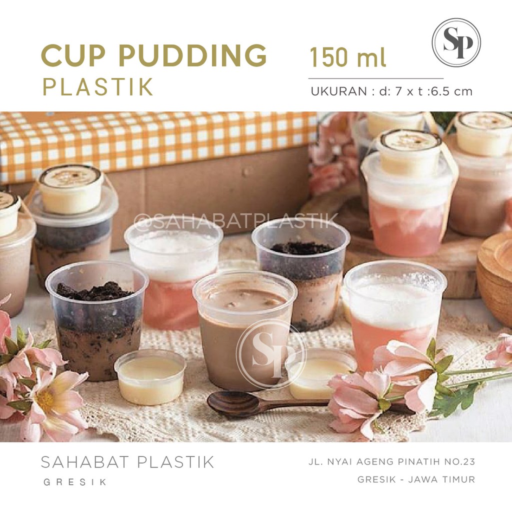 Jual 25PCS CUP PUDDING 150ml (Plastik Tempat Makanan Sambal Kotak Slime ...