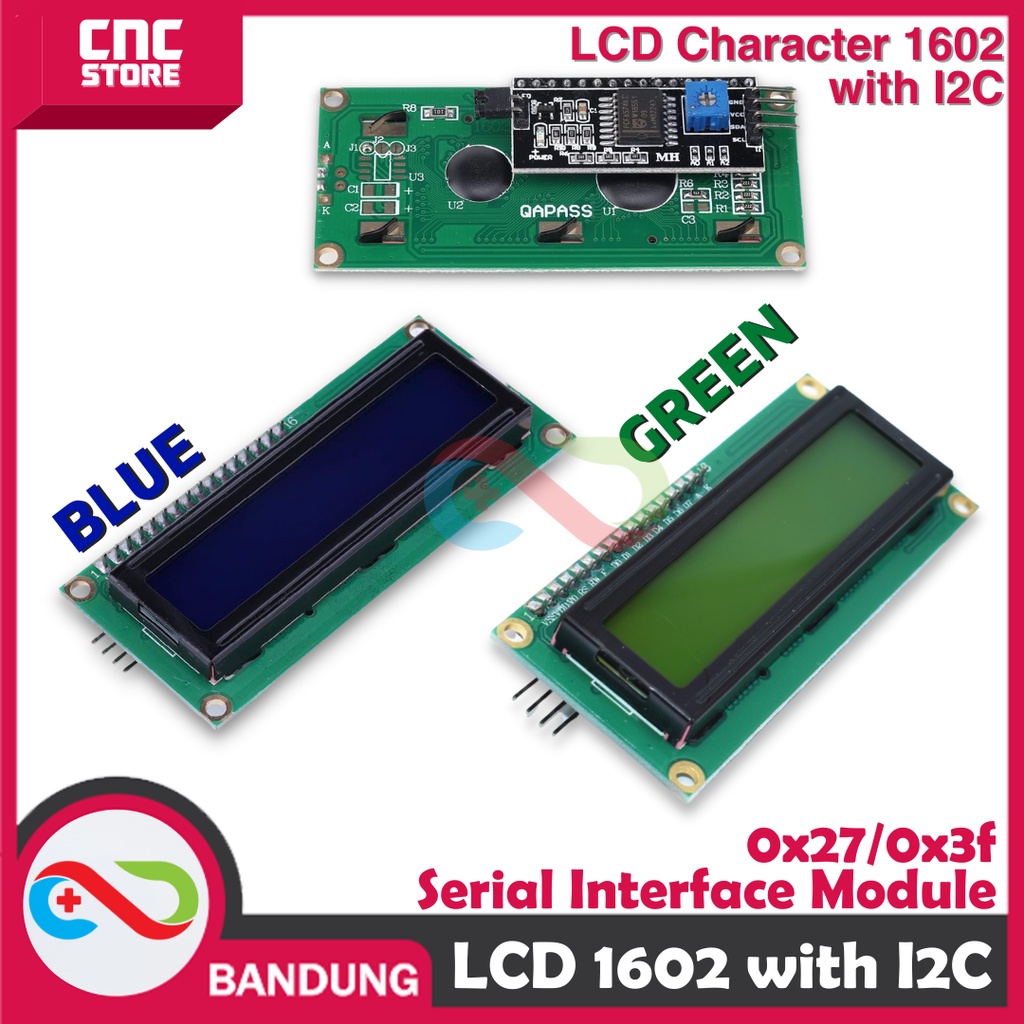 Jual LCD 1602 CHAR BLUE BACKLIGHT WITH I2C SERIAL INTERFACE MODULE ...