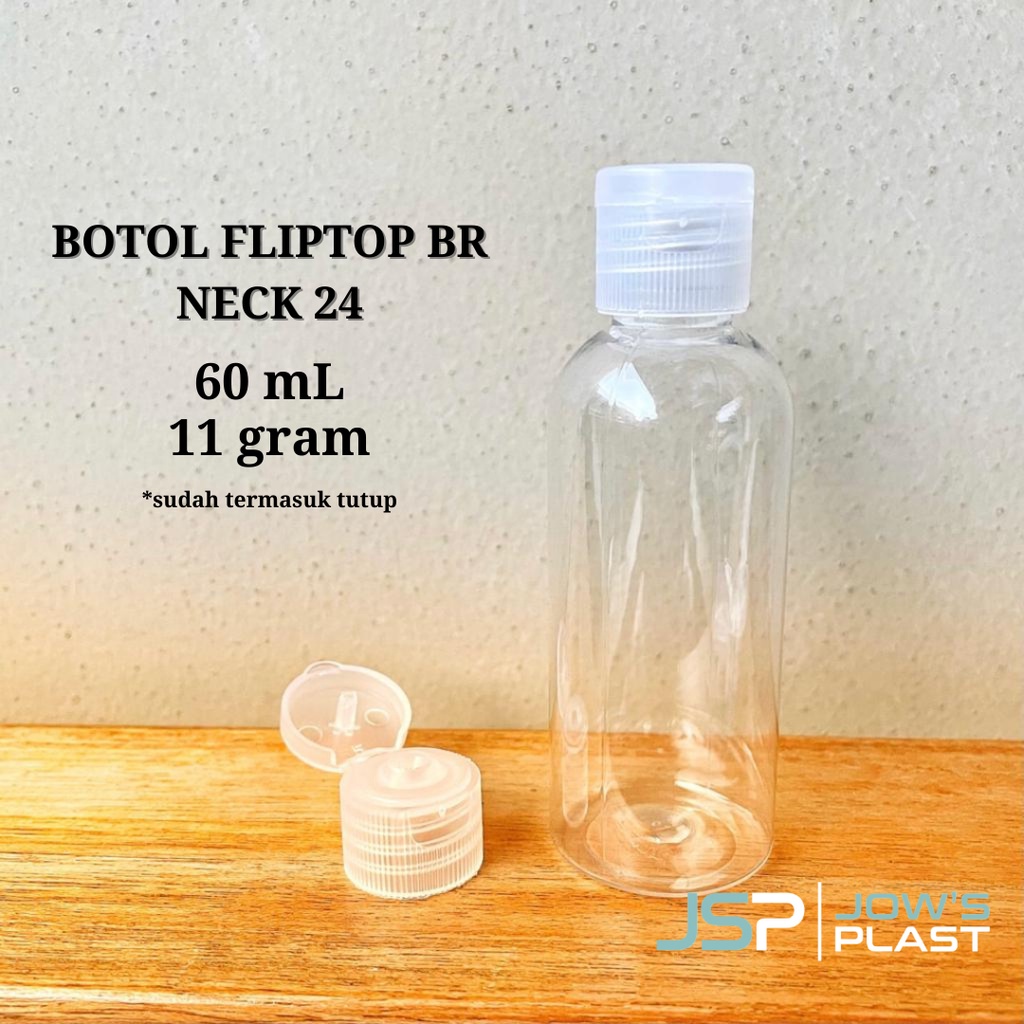 Jual Botol Fliptop BR BENING TEBAL 60 mL | Botol PET Flip Top Neck 18 60 mL | Shopee Indonesia