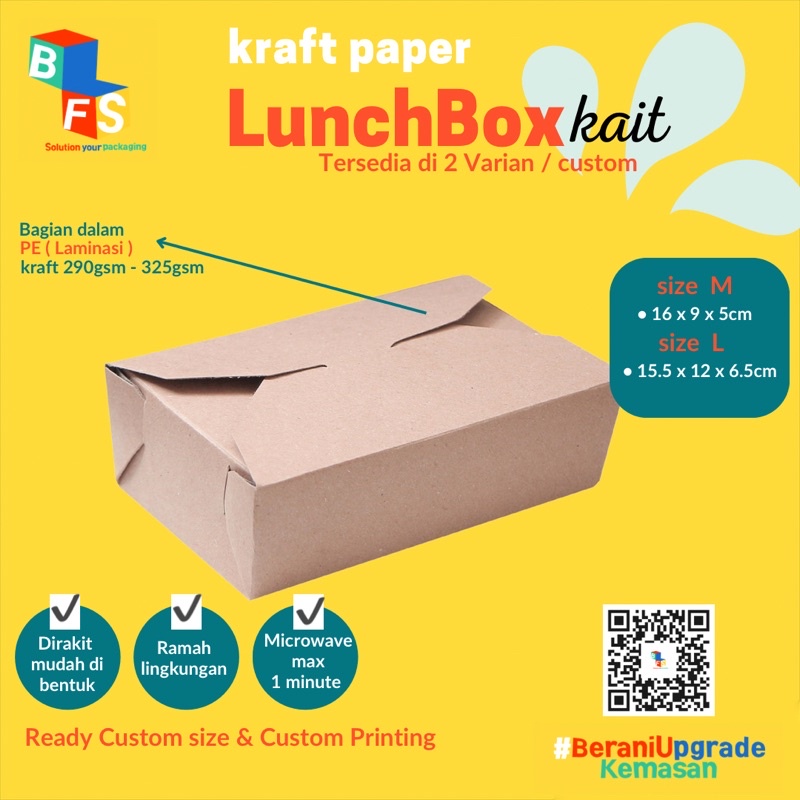 Jual paper lunchbox kait M | kraft paper | eco friendly | box nasi ...