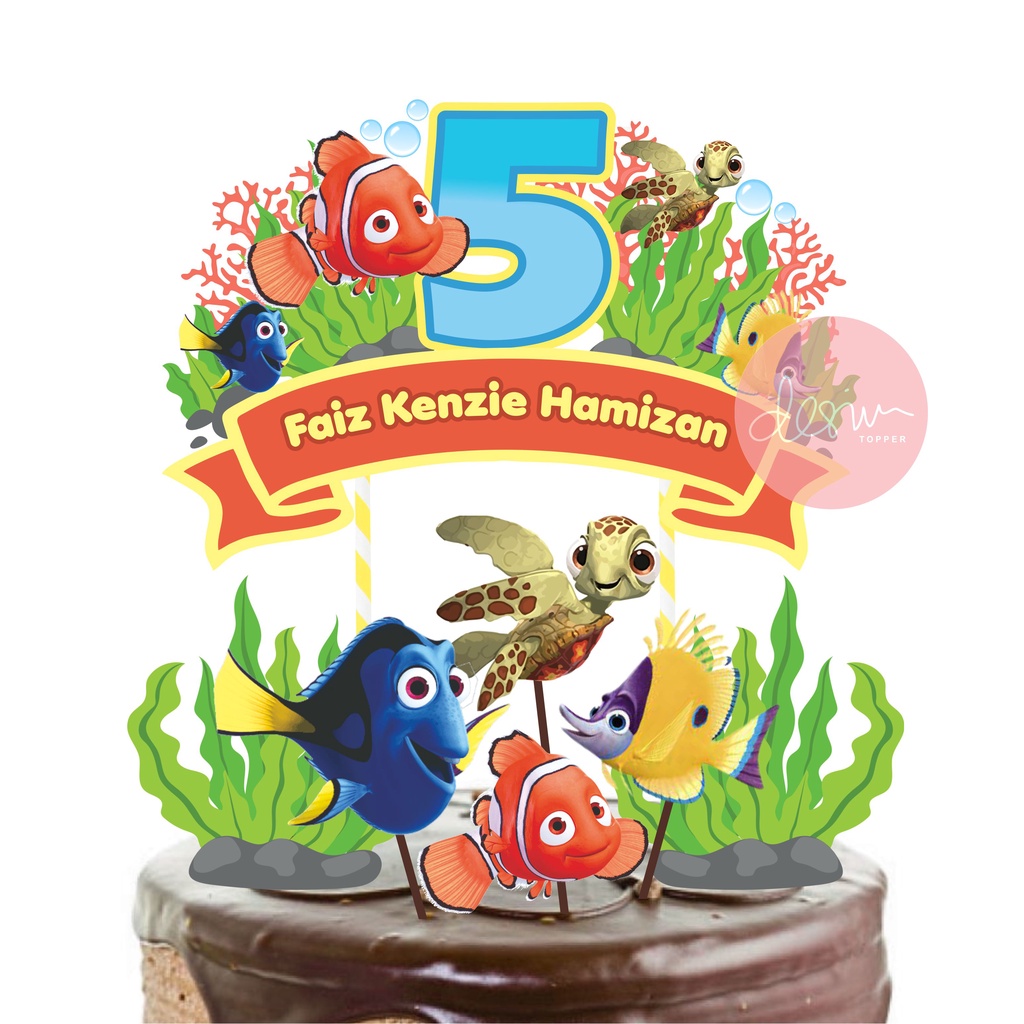 Jual Cake Topper Nemo/Ikan/FIsh (Custom Nama & Umur) FREE PACKING DUS ...