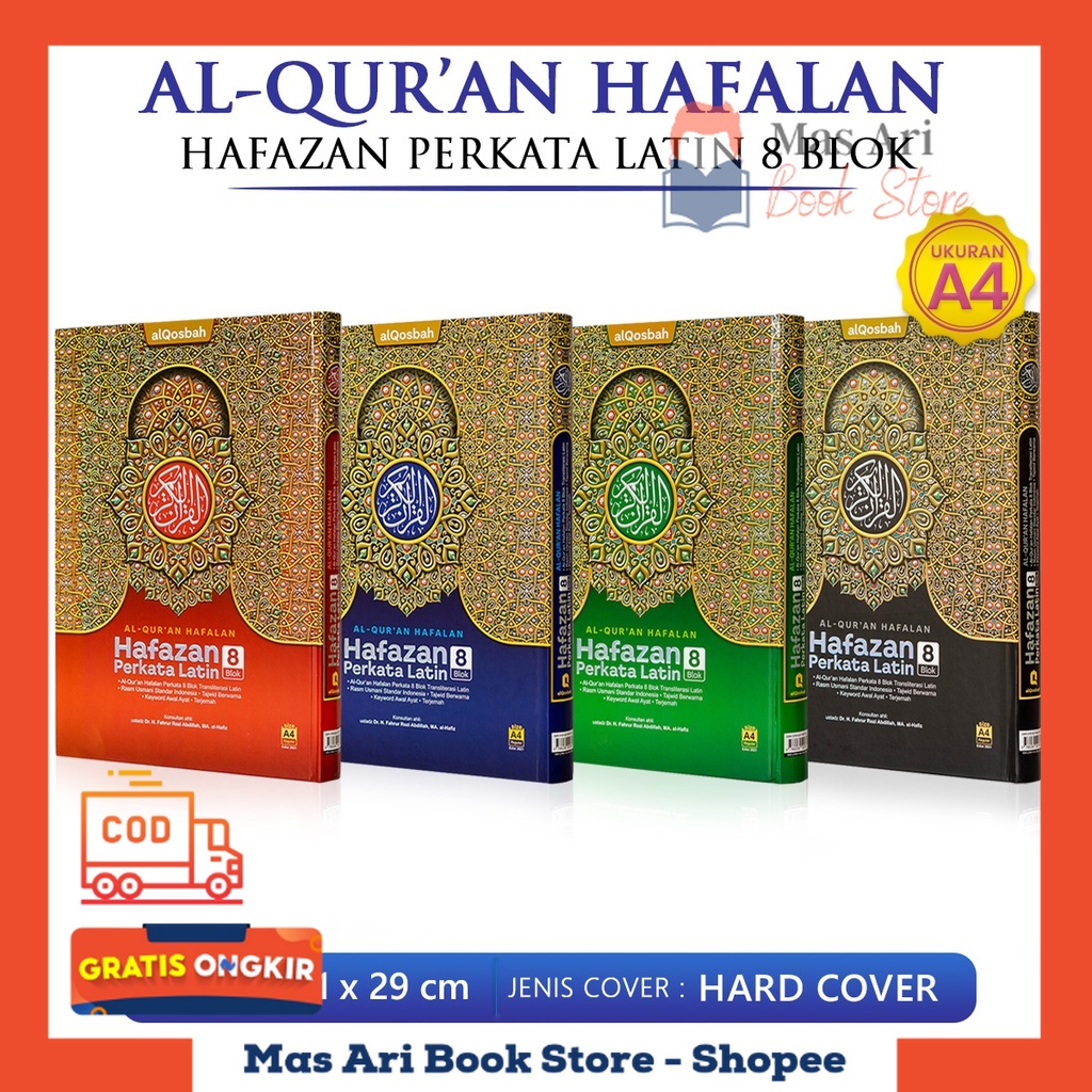 Jual Al Quran Besar Tajwid Hafalan Hafazan Perkata Latin 8 Blok Al Quran Ukuran A4 Quran Wakaf ...