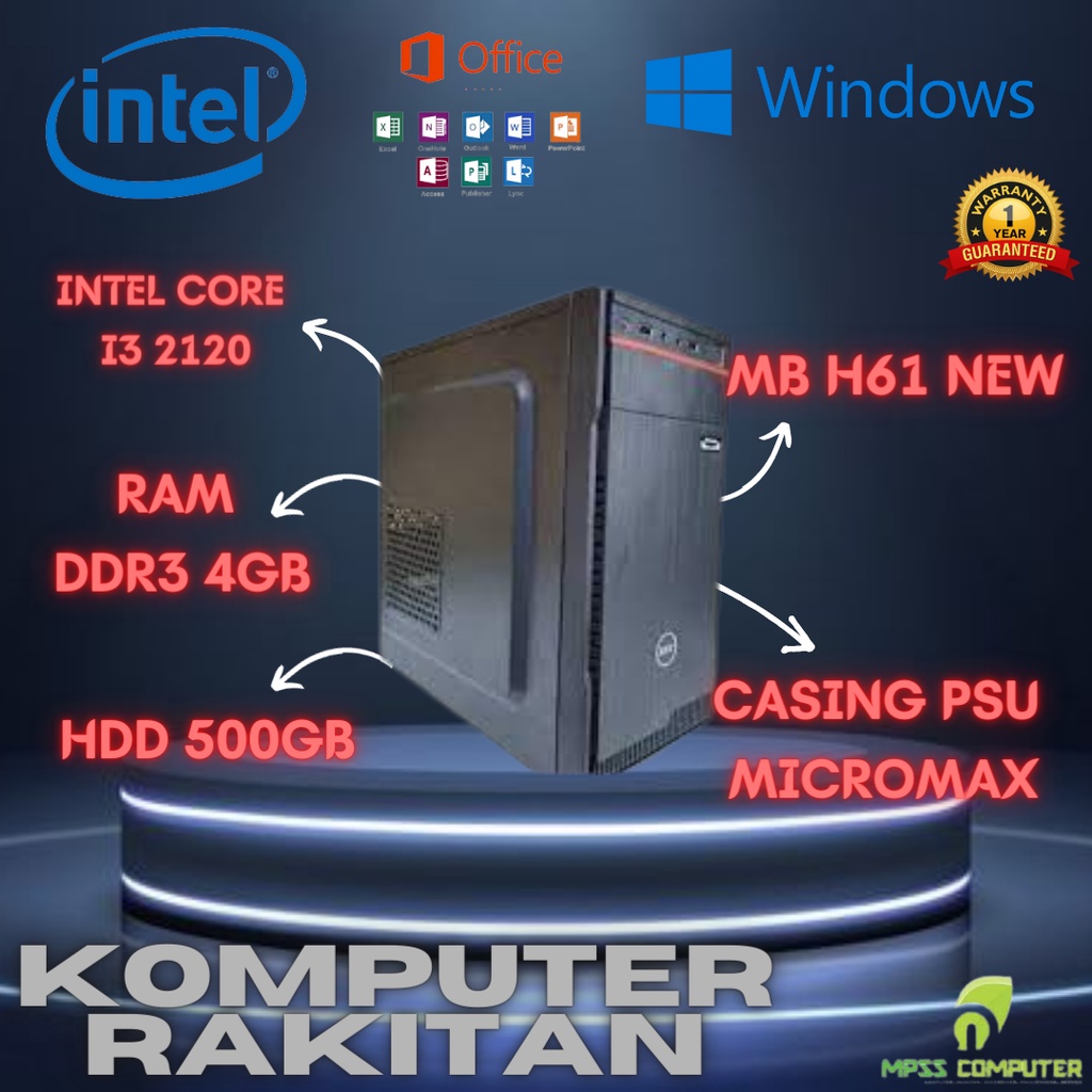 Jual Komputer CPU PC Rakitan Intel Core i3 2120 Motherboard H61 New RAM ...