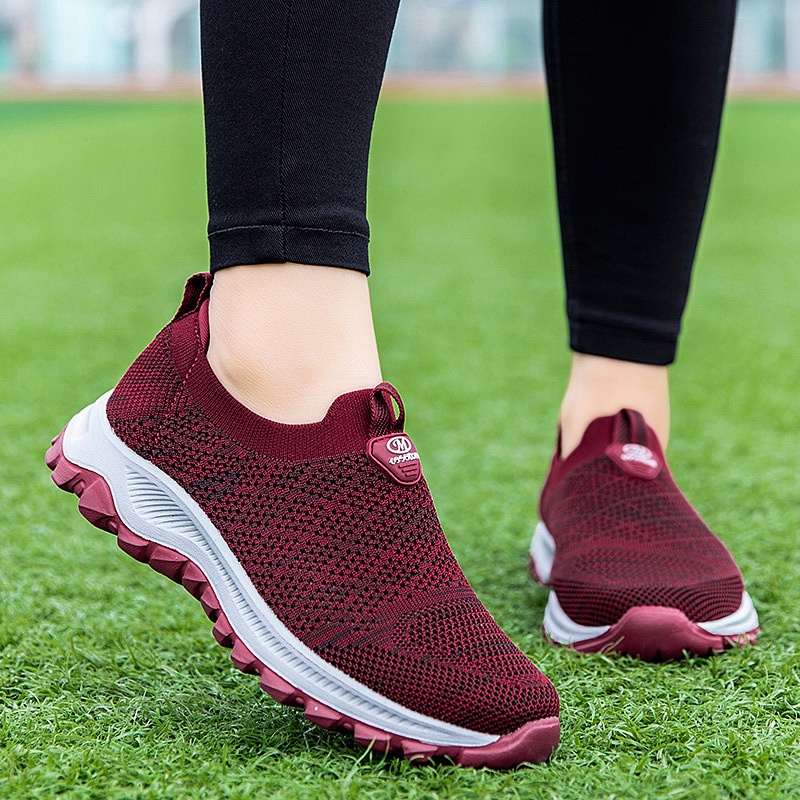 Jual Baru Wanita Sepatu Sepatu Berjalan Yang Nyaman Slip-On Mesh Sepatu ...