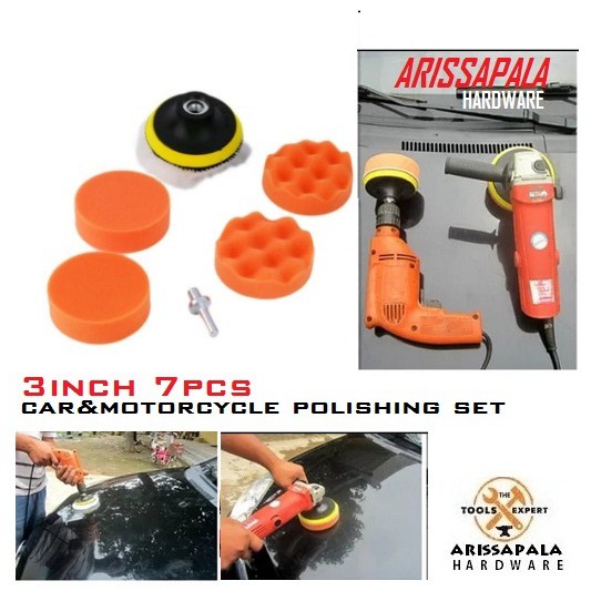 Jual Alat Poles Mobil Motor Busa Pad Velcro Polisher Pakai Mesin Bor ...