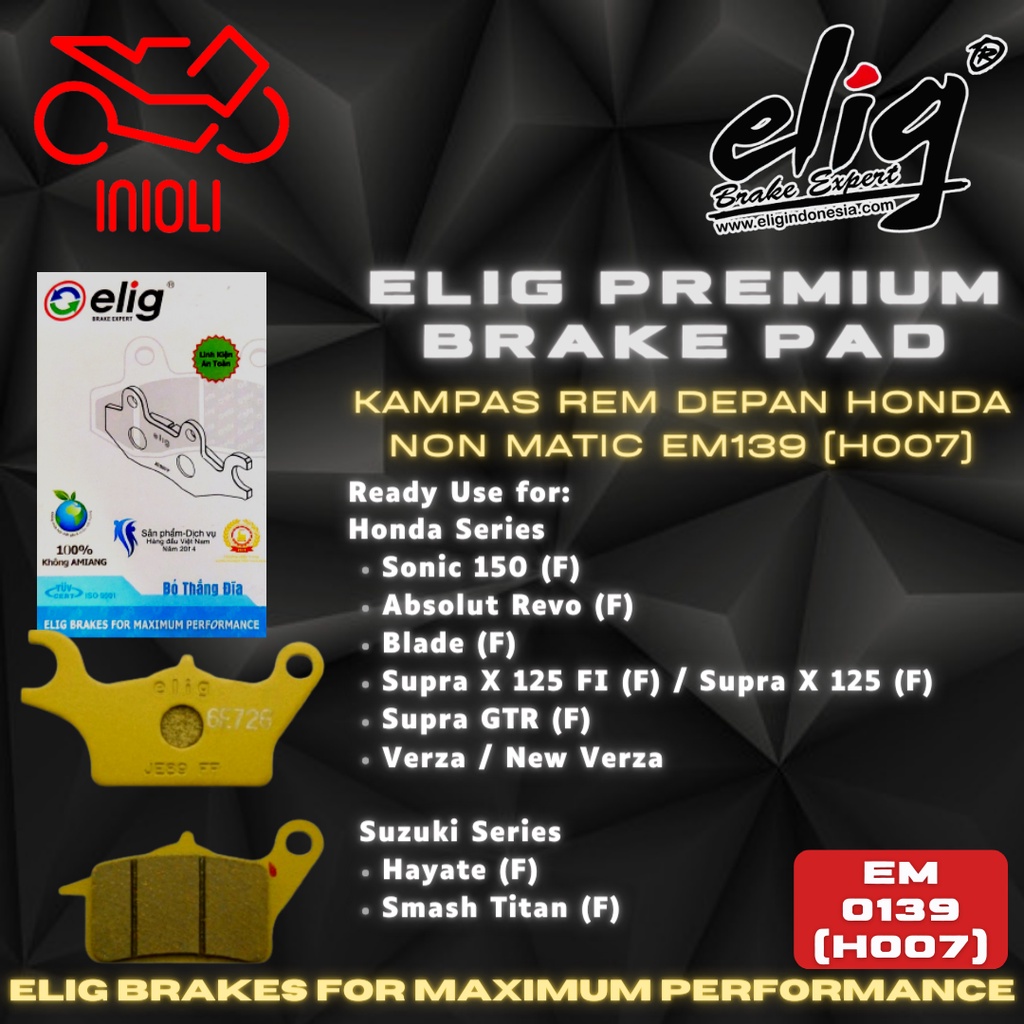 Jual KAMPAS REM DEPAN ELIG EM139 HONDA SONIC 150 SUPRA GTR 150 ABSOLUT ...