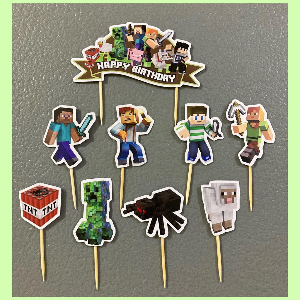 Jual topper minecraft 10 - cake topper minecraft - hiasan ulang tahun ...