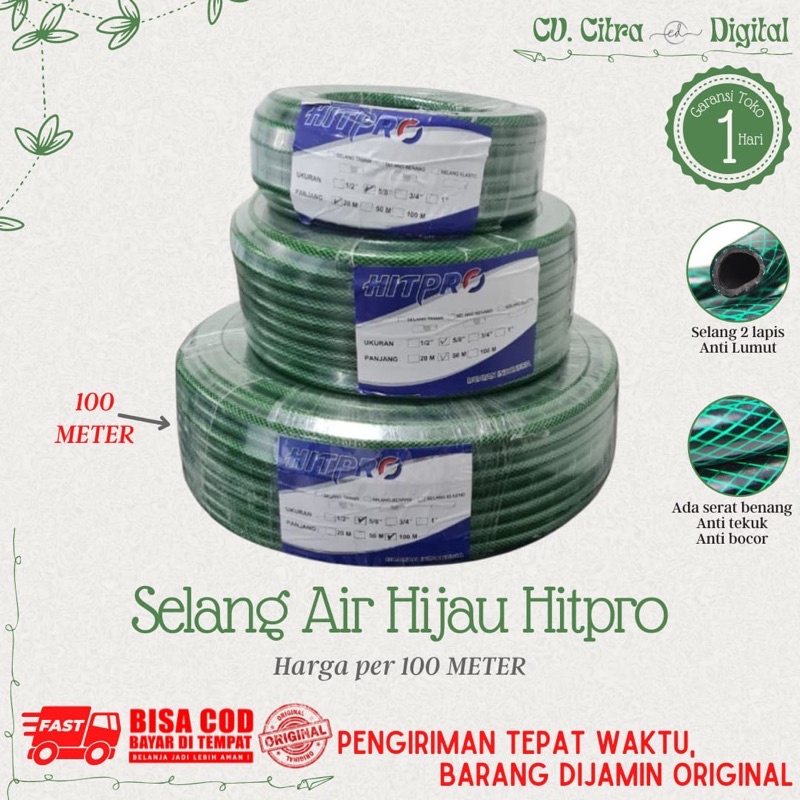 Jual Selang Air Hijau 100 METER Ukuran 1/2 5/8 3/4 Anti Lumut / Selang Taman Murah Anti Tekuk ...