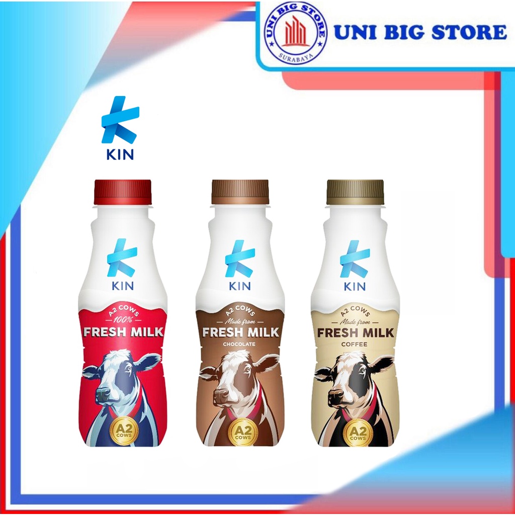 Jual KIN Fresh Milk Coffee - Original - Chocolate Susu UHT Botol 200 ml Indonesia|Shopee Indonesia