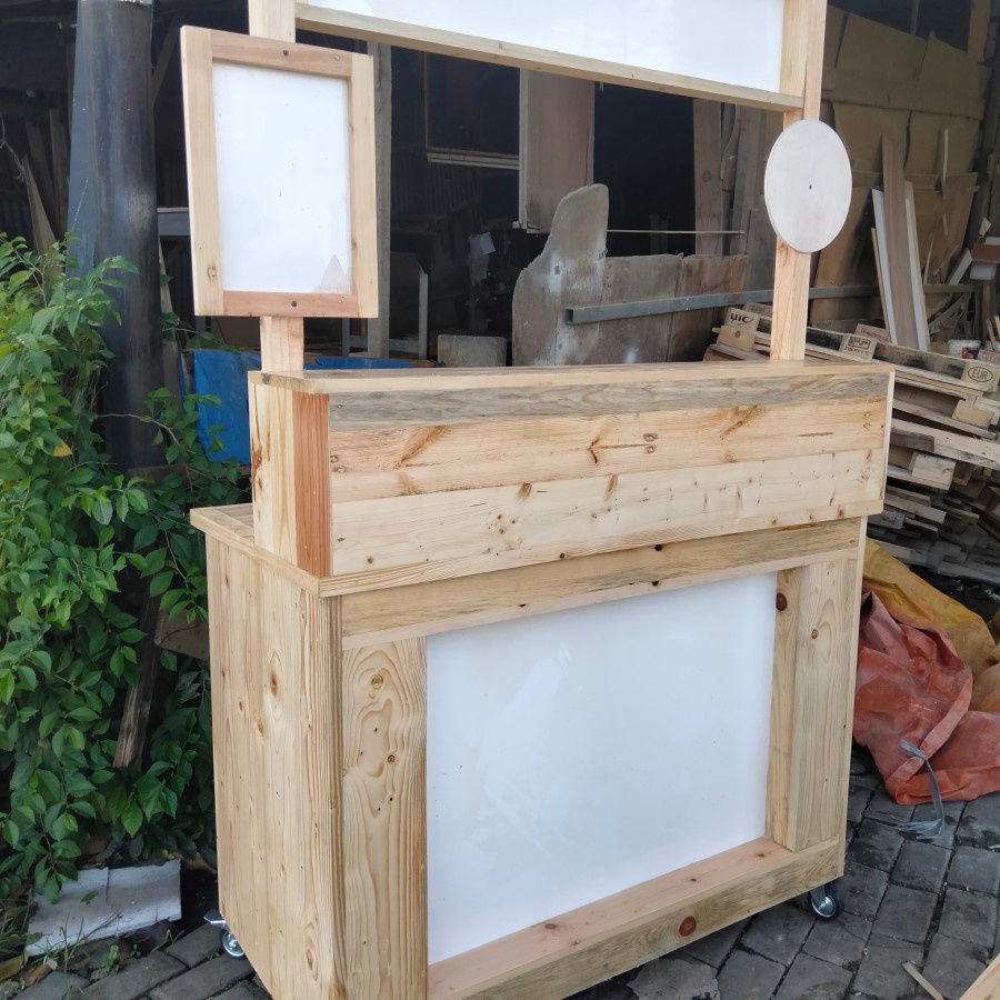 Jual Gerobak Jualan Stand Booth Kayu Jati Belanda meja stand jualan ...