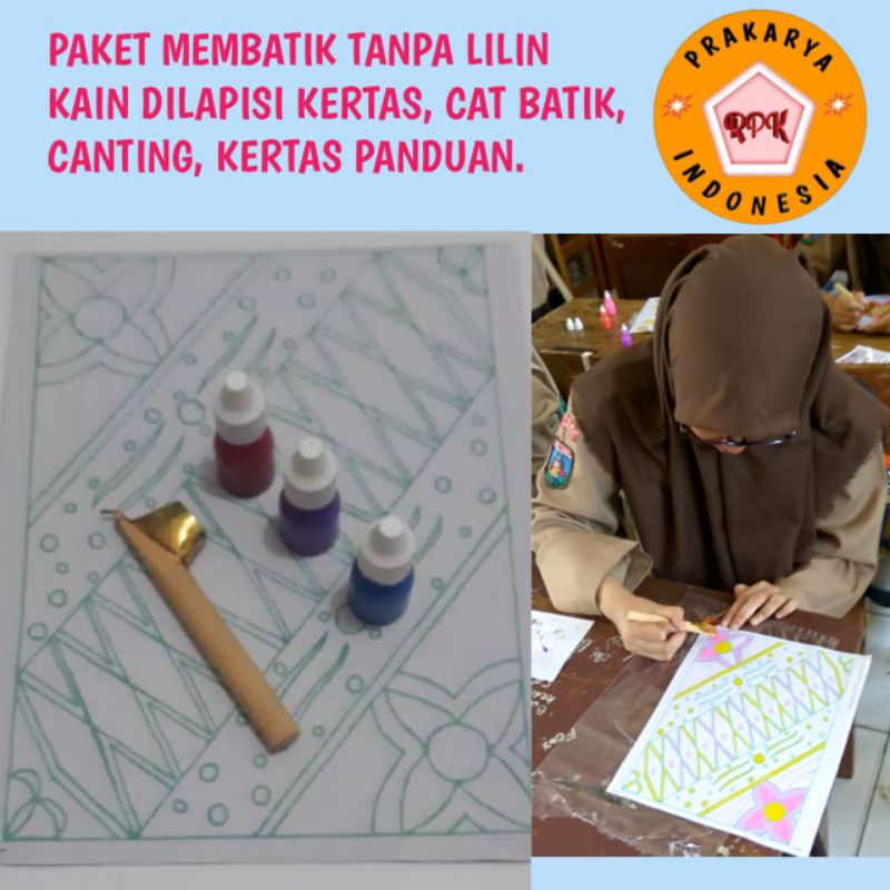 Jual Alat membatik untuk pemula TK SD SMP (kain+canting+pewarna batik 3 ...