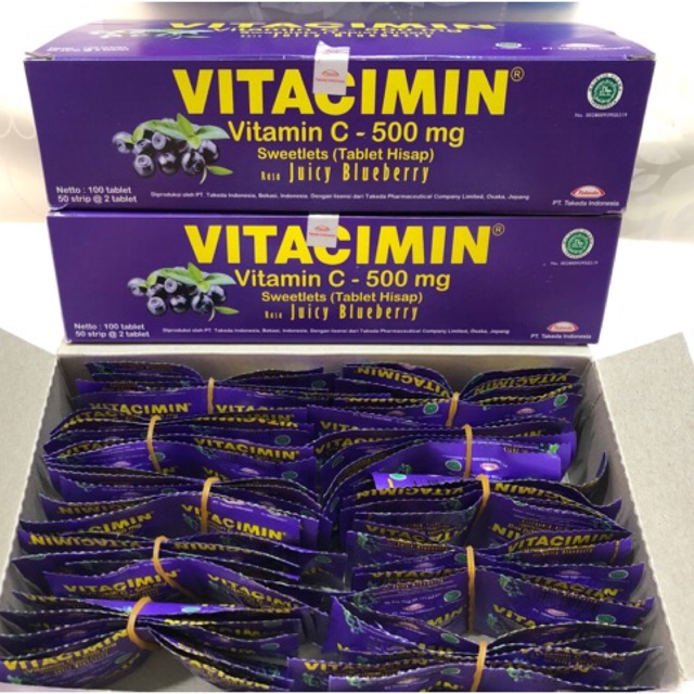 Jual Vitacimin C Sweetlets rasa JUICY BLUEBERRY ( 1 box = 100 tablet ...
