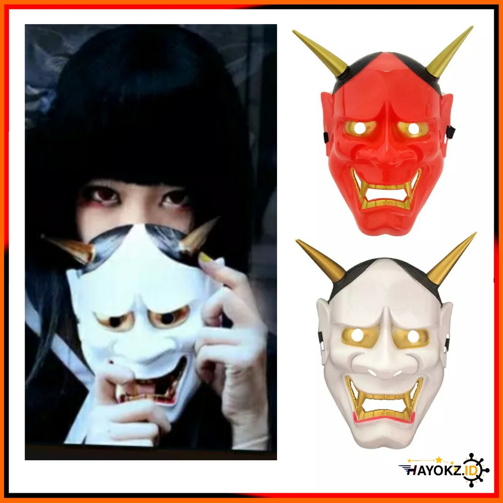 Topeng HANNYA Oni Mask Vintage Halloween Japanese Ghost shinigami shiki ...