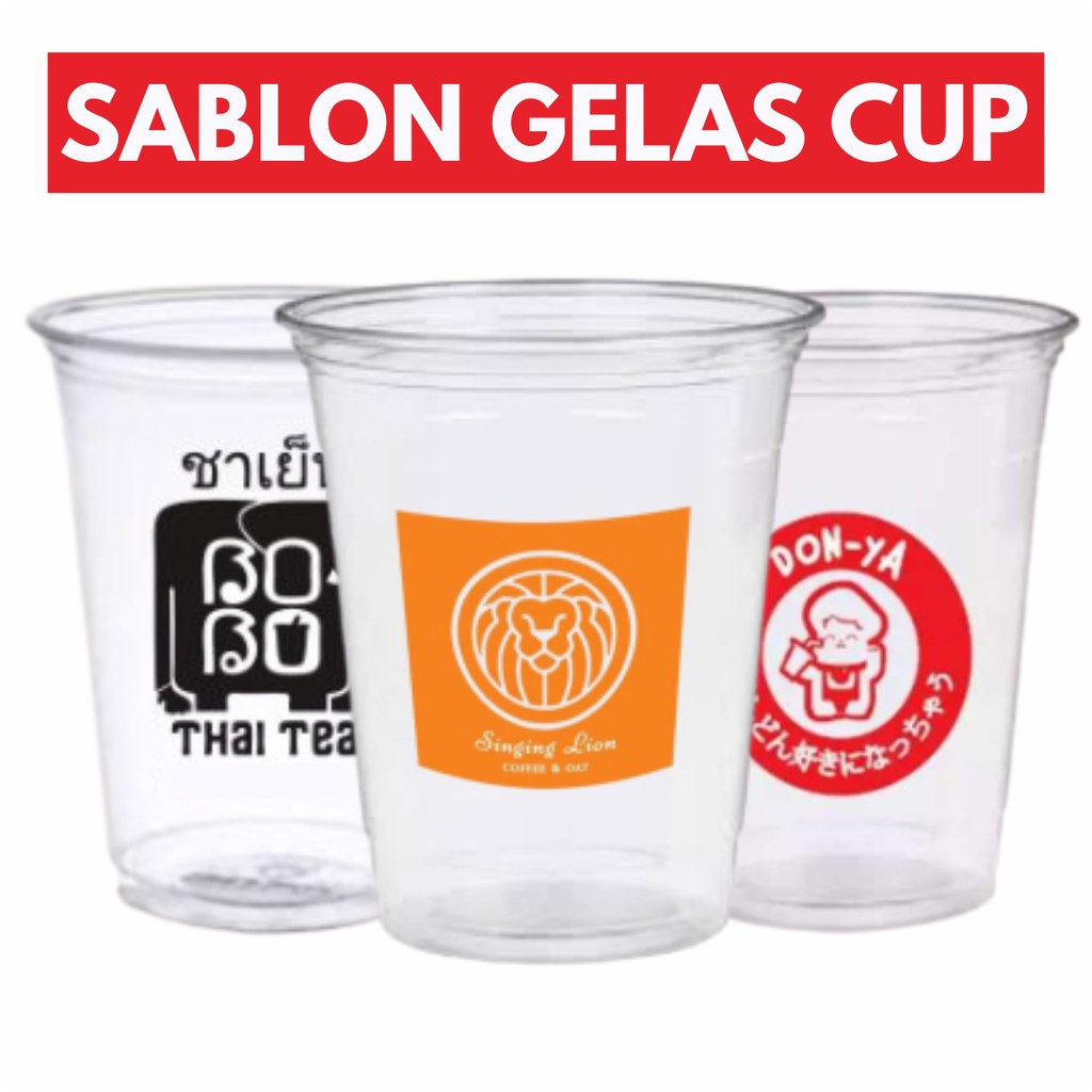 Jual SABLON GELAS CUP SATUAN / CUSTOM GELAS CUP / GELAS PACKING / SABLON GELAS / GELAS CAFE ...