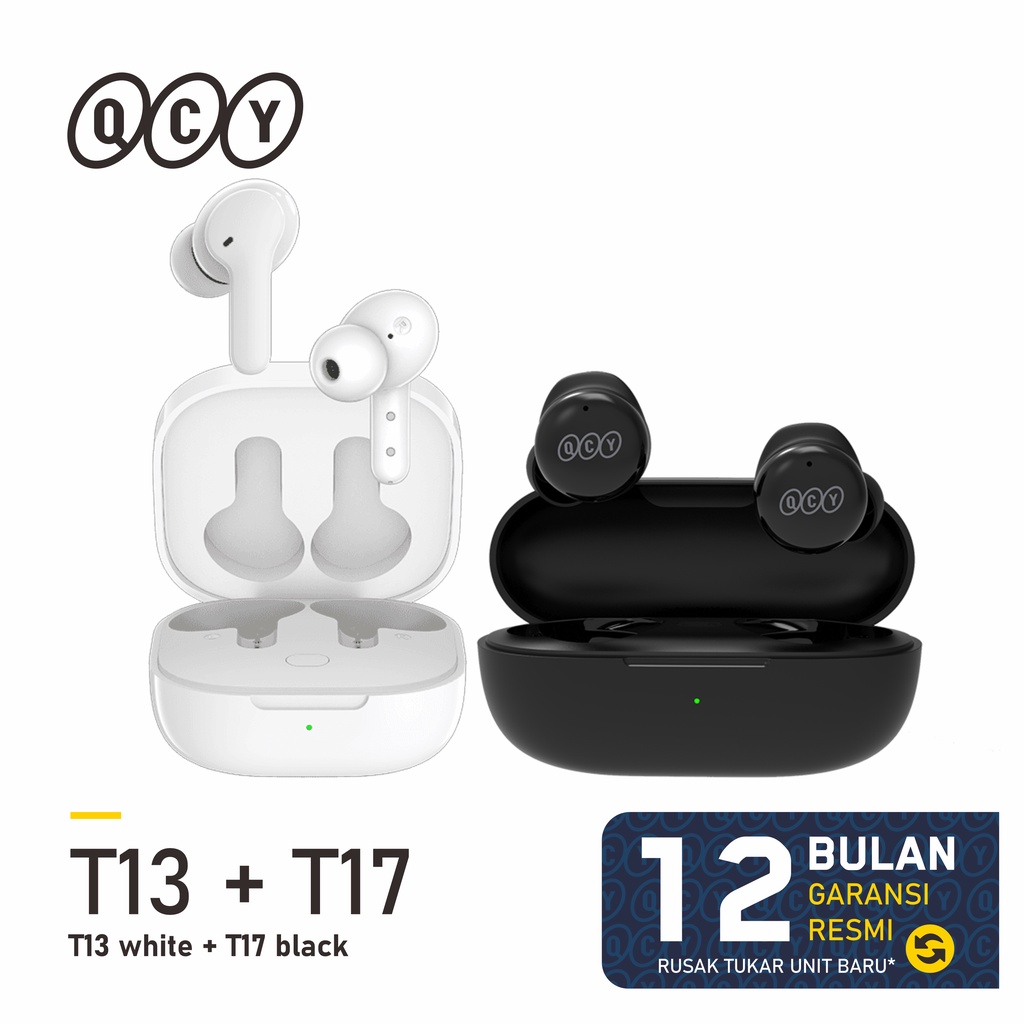 Jual QCY T13 TWS White BUNDLE QCY T17 TWS Black | Shopee Indonesia