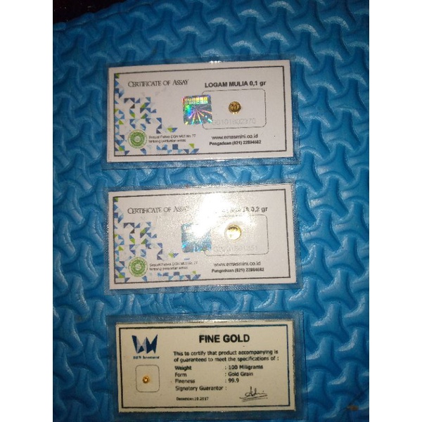 Jual emas mini logam mulia 99.99 24k granula 0.1 gram segel SNI fine ...