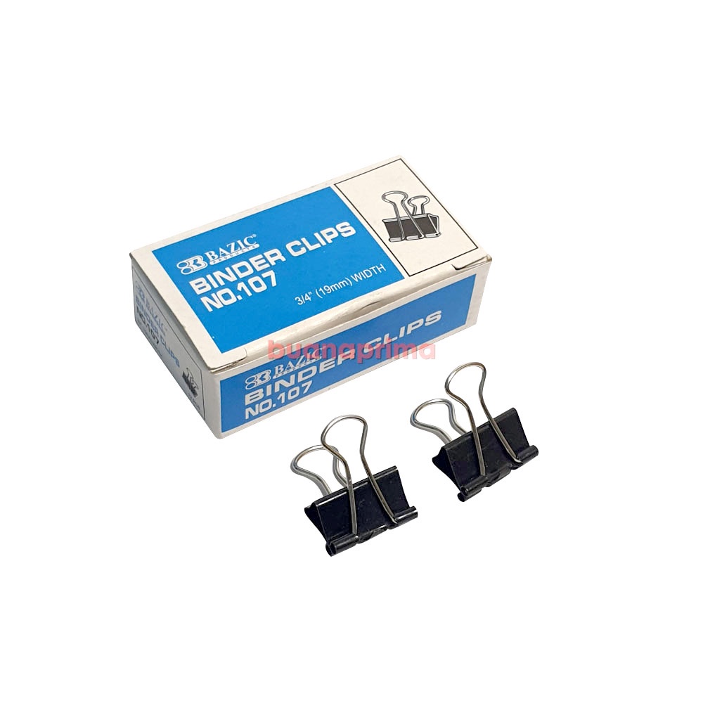 Jual Binder Clip 107 19 mm isi 12 pcs Penjepit Kertas Hitam Klip Black ...