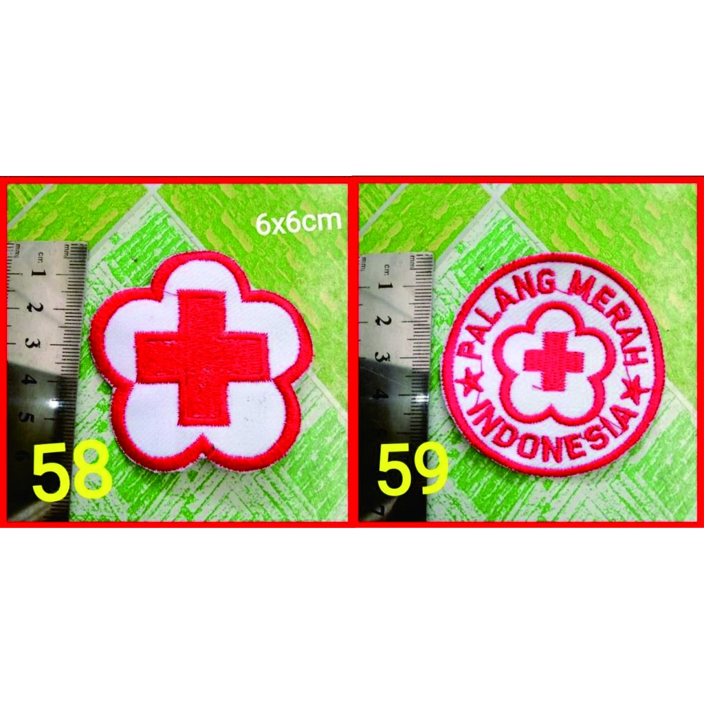 Jual Atribut Badge PMI Logo Bordir Bed bet Logo PMI PMR Palang Merah ...