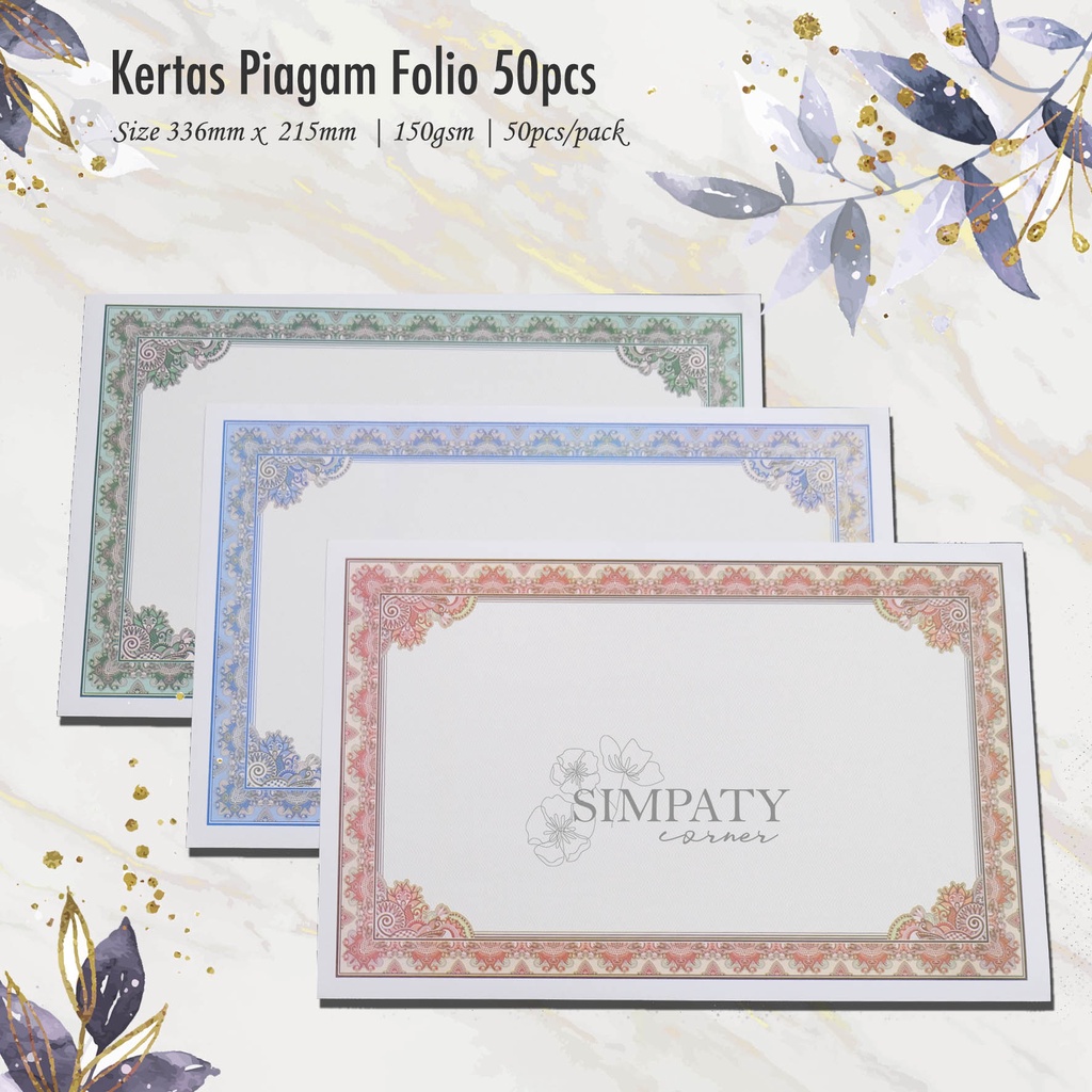 Jual blanko kertas piagam sertifikat folio Simpaty high quality isi 50 | Shopee Indonesia