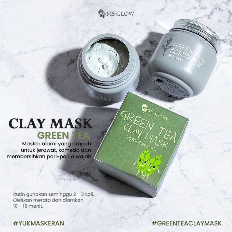 Jual Masker Wajah Green Tea Ms Glow free kuas | Shopee Indonesia